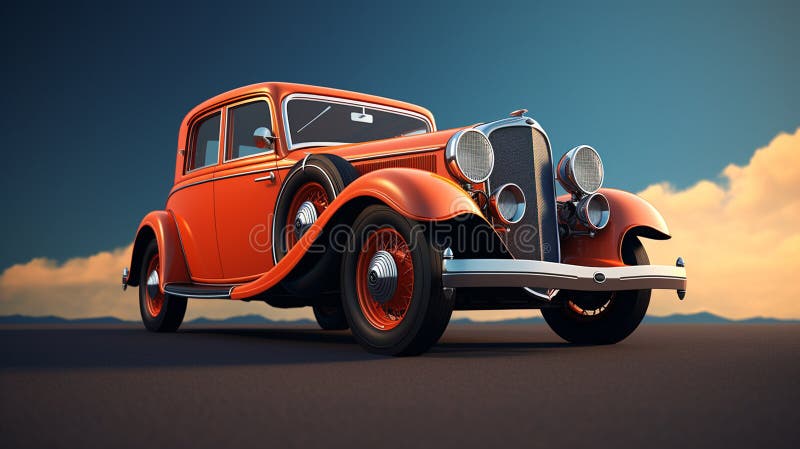 Retro Car Scene Vintage Legacy Stock Illustration - Illustration of ...