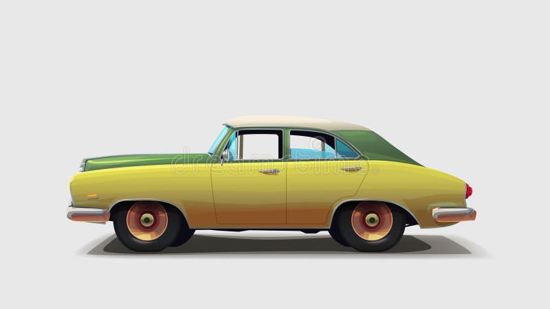 Retro Car Side View Isolated on White Stock Vector - Illustration of ...