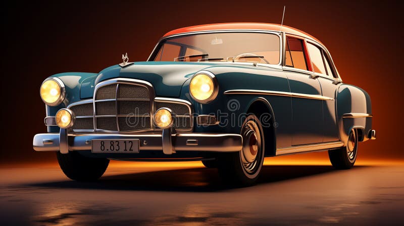 Retro Car on Solid Background Iconic Ride Stock Illustration ...