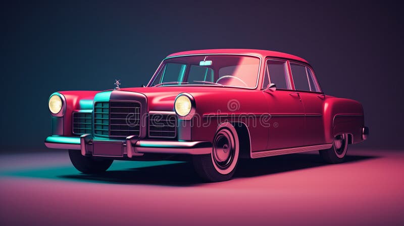 Retro Car on Solid Background Iconic Ride Stock Illustration ...