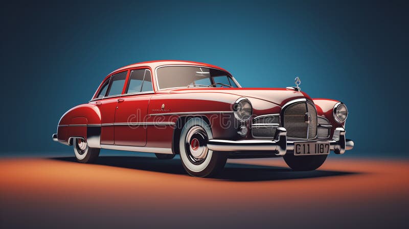 Retro Car on Solid Background Iconic Ride Stock Illustration ...