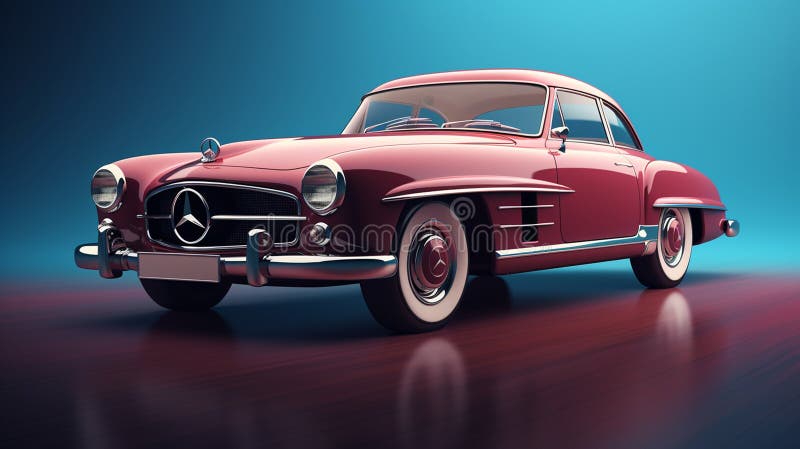 Retro Car on Solid Background Nostalgic Charm Stock Illustration ...