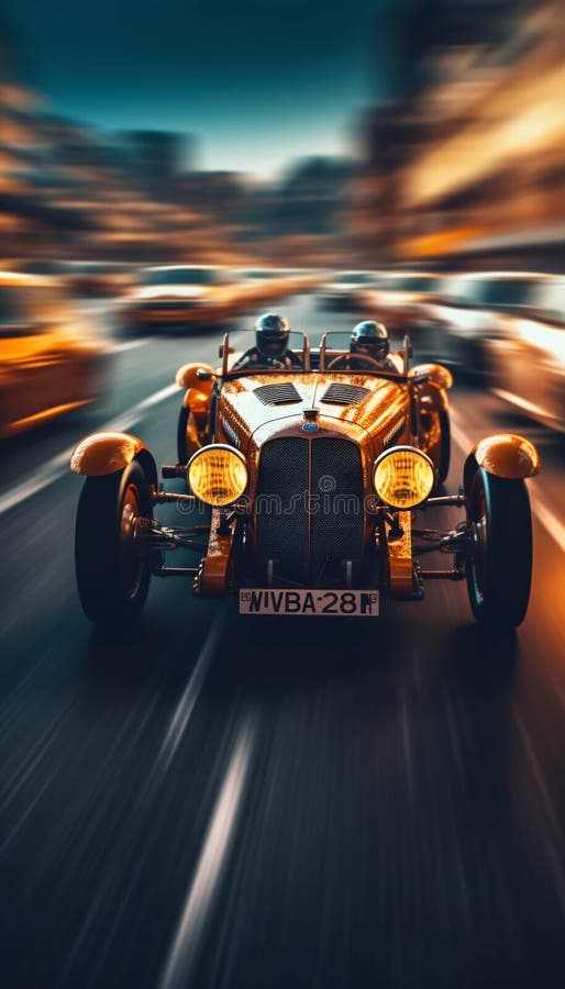Retro Car Speed Race. Generative Ai Stock Illustration - Illustration ...