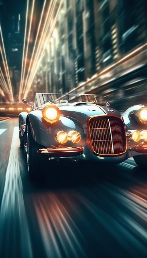 Retro Car Speed Race. Generative Ai Stock Illustration - Illustration ...
