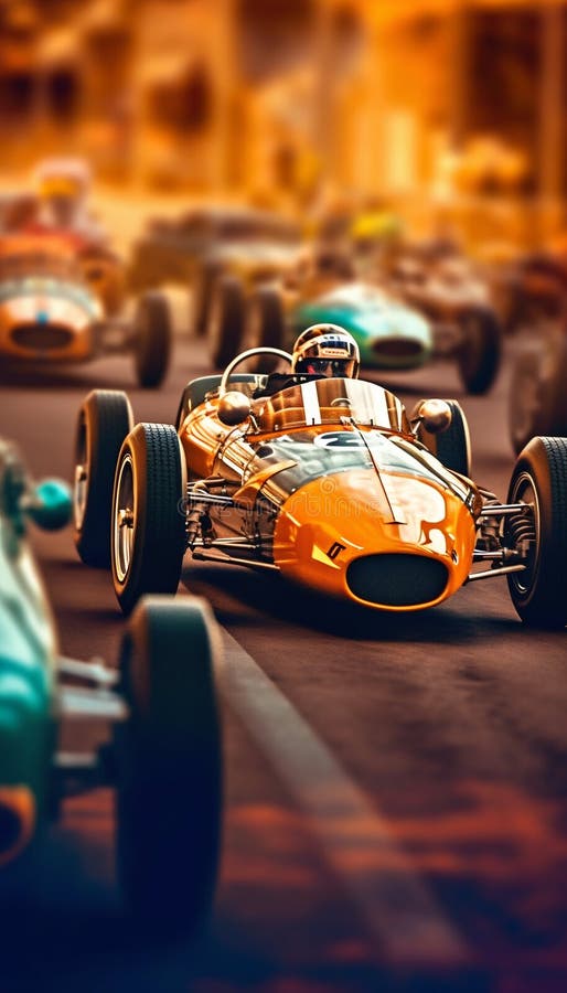 Retro Car Speed Race. Generative Ai Stock Photo - Image of raceway ...