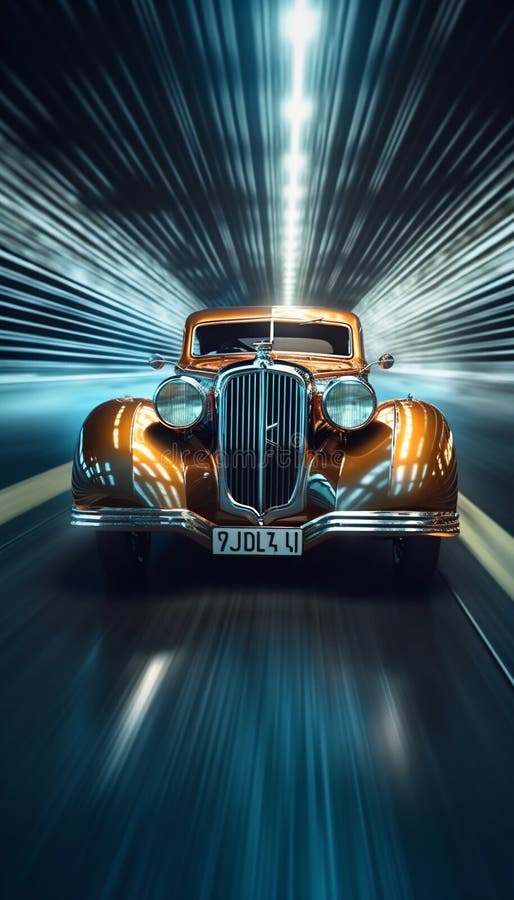 Retro Car Speed Race. Generative Ai Stock Illustration - Illustration ...