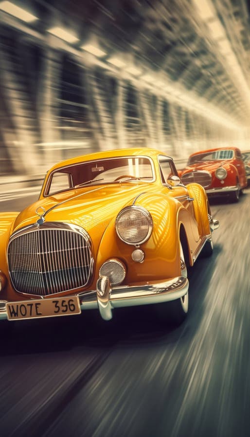Retro Car Speed Race. Generative Ai Stock Illustration - Illustration ...