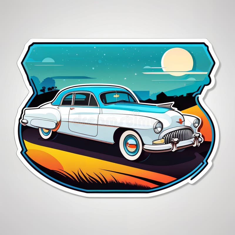 Retro Car Sticker. Vector Illustration. Stock Illustration ...