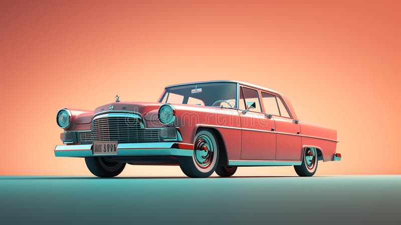 Retro Car in a Video Game a Blast from the Past Stock Illustration ...
