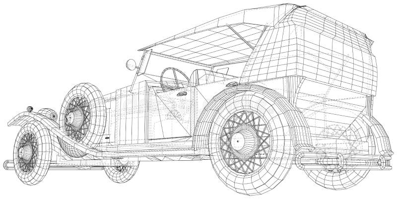 Retro Car. Vintage Car Vector Sketch Outline Illustration Stock Vector ...