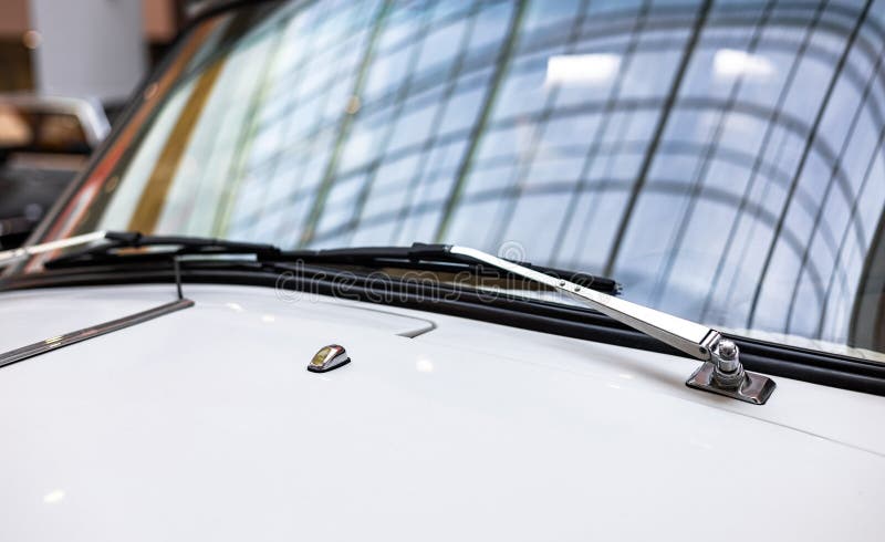 Retro Car Windshield with Windshield Wipers. Old Retro Car with Wipers ...