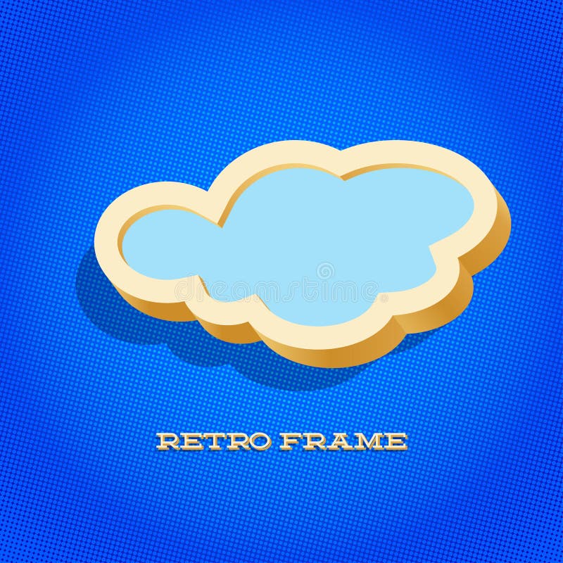 Retro card with cloud sign stock vector. Illustration of frame - 92669492