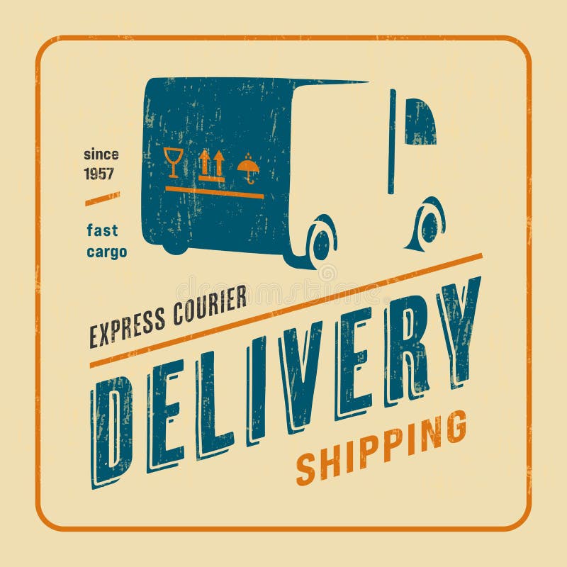 Retro card. Delivery truck stock vector. Illustration of sign - 266107312