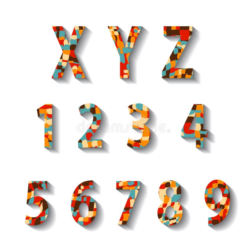 Retro Carnival Alphabet with Numbers Stock Vector - Illustration of ...