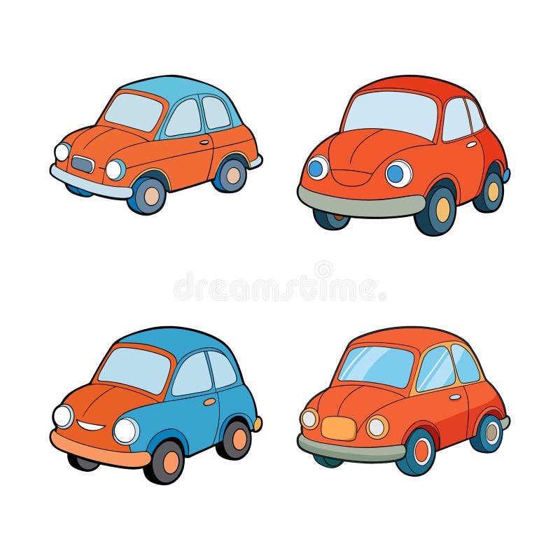 Retro Cars Cartoon Vector Illustrations Stock Vector - Illustration of ...