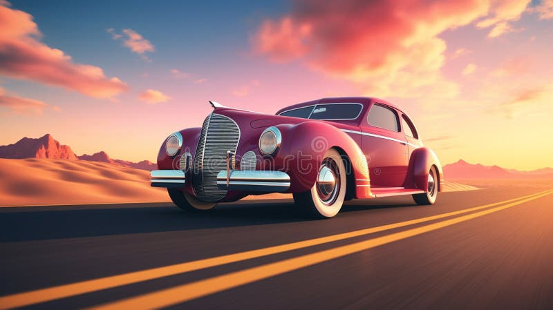 Retro Cars Headlights Like Two Shining Eyes Stock Illustration ...