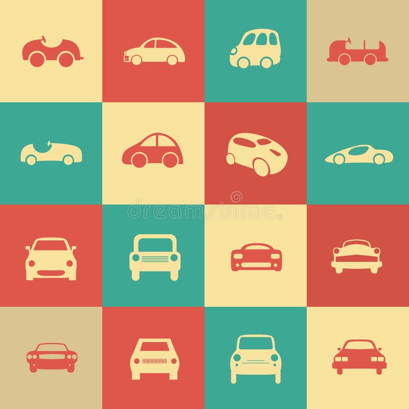 Retro Cars Icons Set Different Car Forms. Stock Vector - Illustration ...