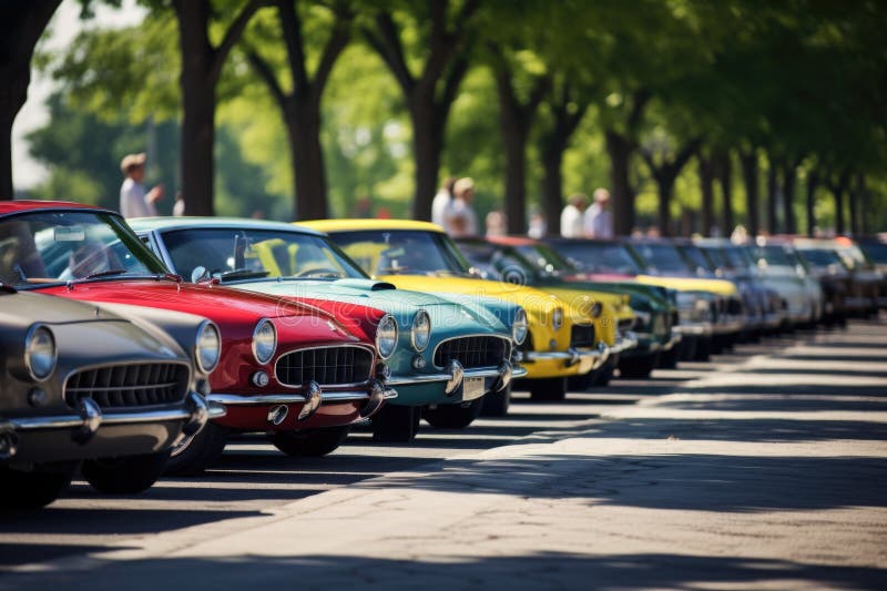 Retro Cars Lined Up at the Starting Line Stock Image - Image of fast ...
