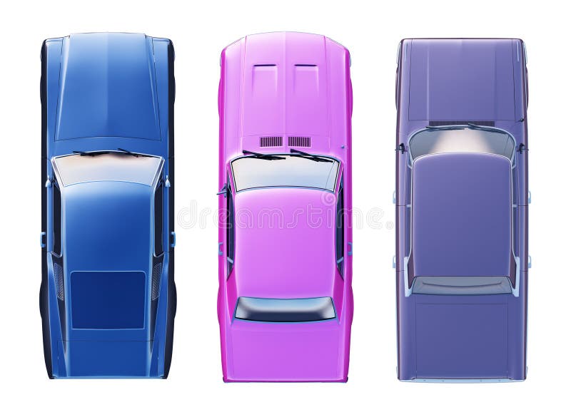 Retro Cars Top View Isolated on White Stock Illustration - Illustration ...