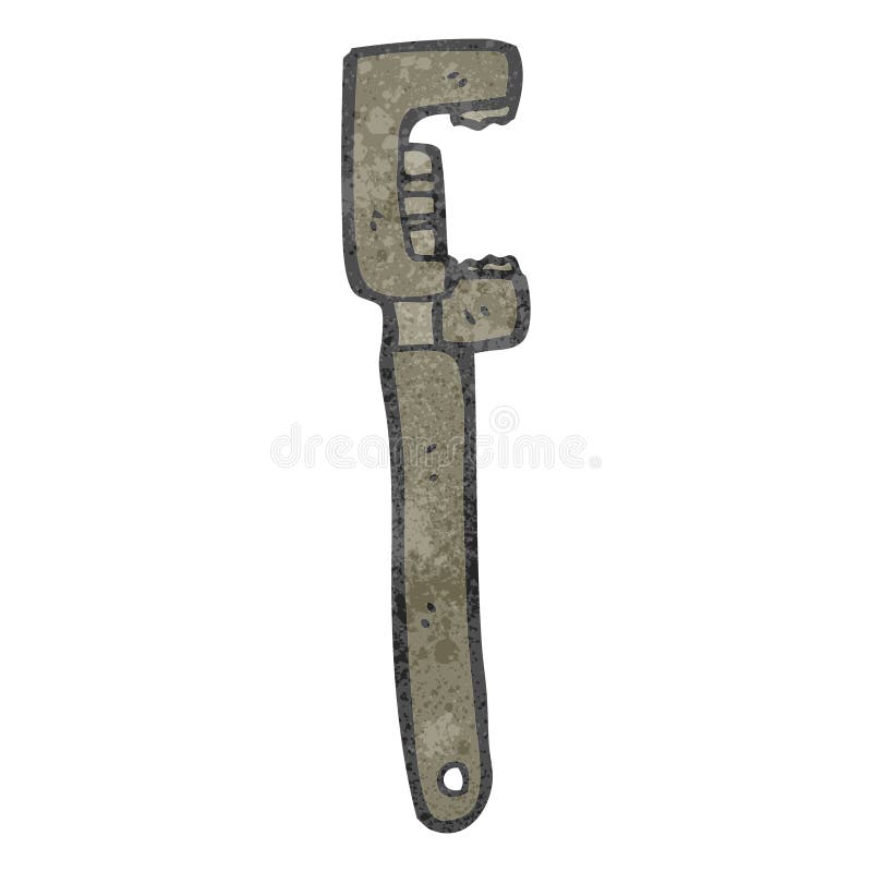 Retro Cartoon Adjustable Wrench Stock Vector - Illustration of tool ...