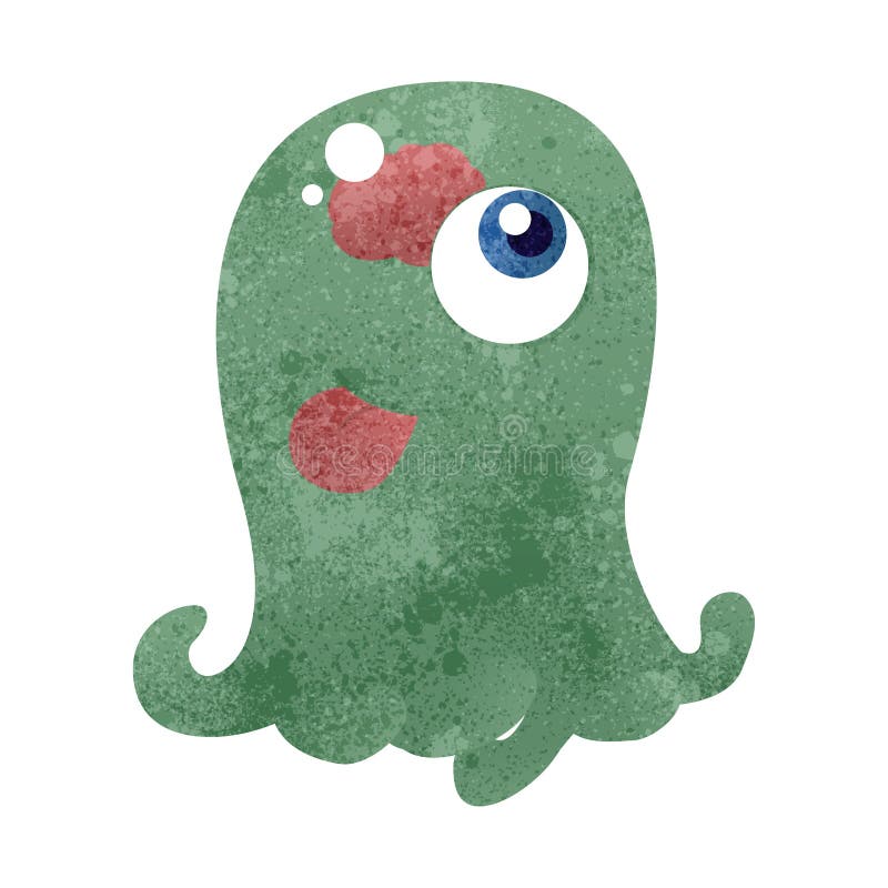 Retro Cartoon Alien Blob Monster Stock Vector - Illustration of hand ...