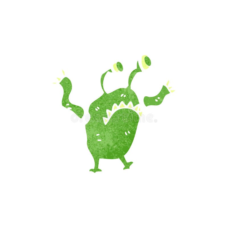 Retro Cartoon Alien Monster Stock Vector - Illustration of quirky, hand ...