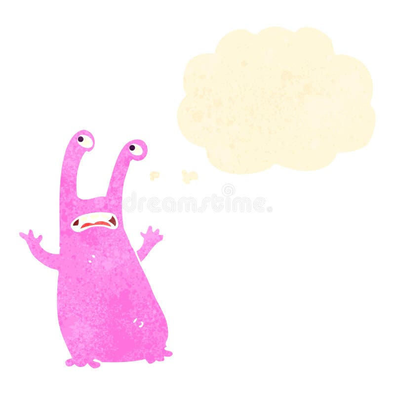 Retro Cartoon Alien Slug Monster Stock Illustration - Illustration of ...
