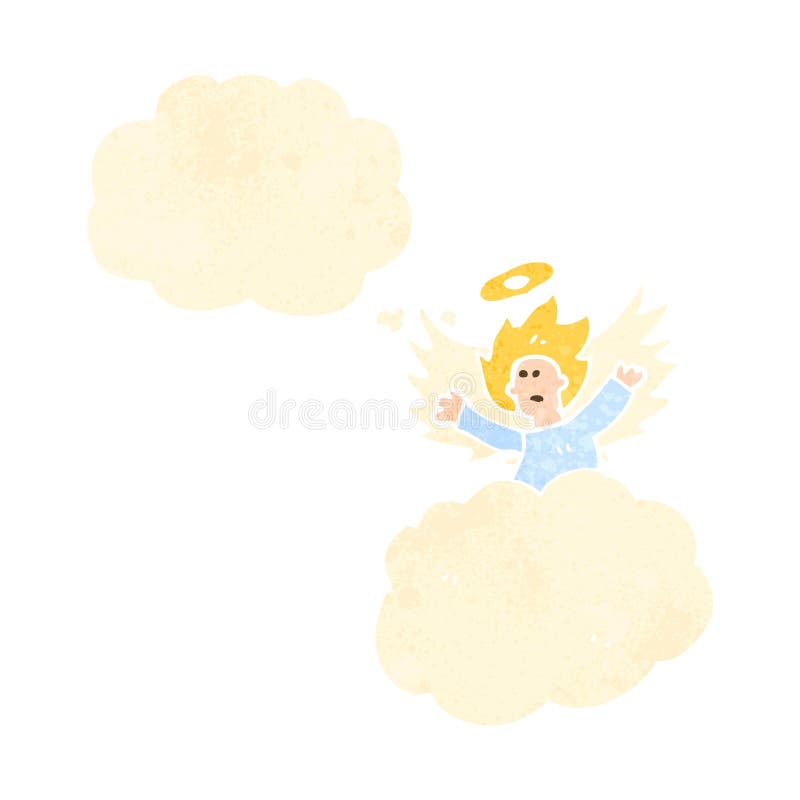 Retro Cartoon Angel on Cloud Stock Vector - Illustration of crazy ...