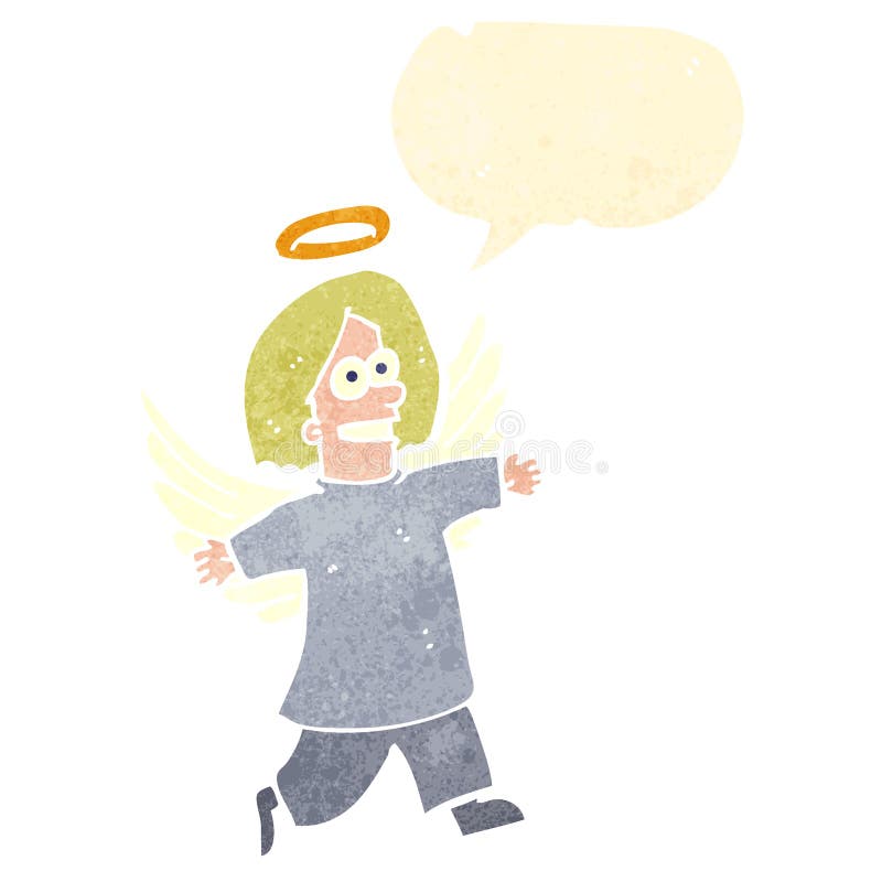 Retro Cartoon Angel with Speech Bubble Stock Vector - Illustration of ...