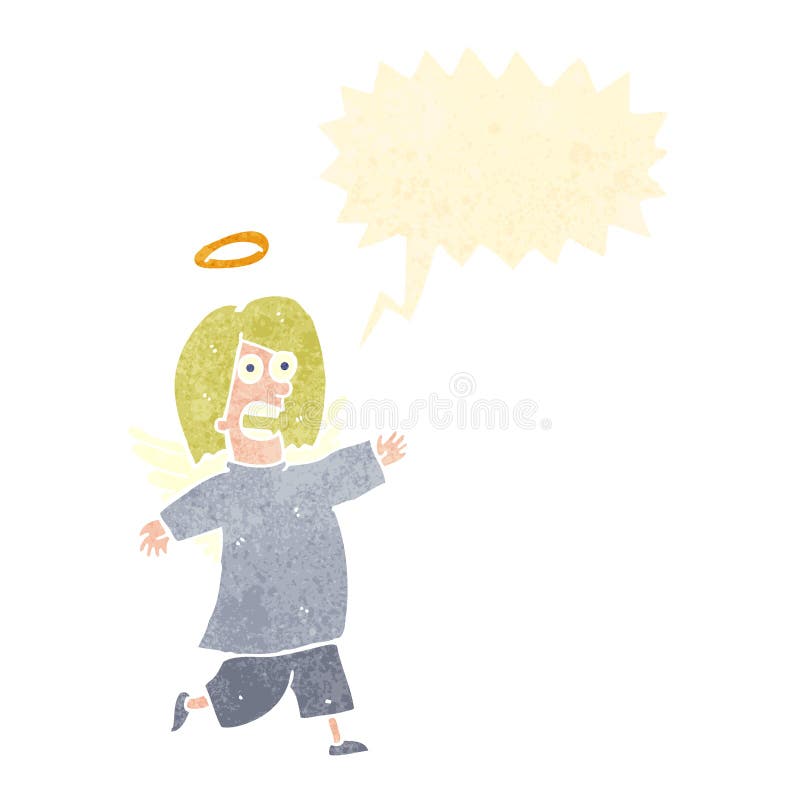 Retro Cartoon Angel with Speech Bubble Stock Vector - Illustration of ...