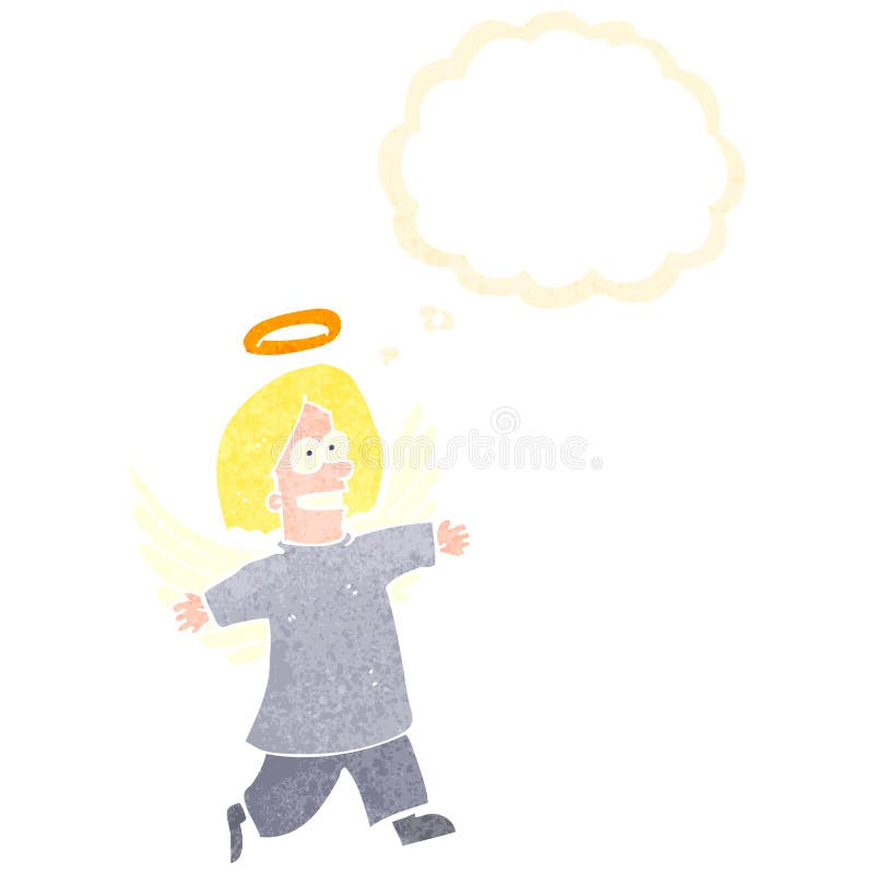 Retro Cartoon Angel with Thought Bubble Stock Vector - Illustration of ...