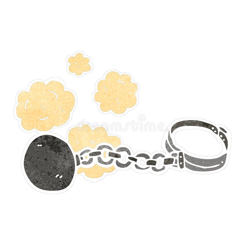 Retro Cartoon Ball and Chain Stock Vector - Illustration of doodle ...