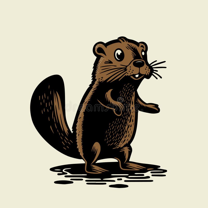 Retro Cartoon Illustration of a Beaver Stock Illustration ...