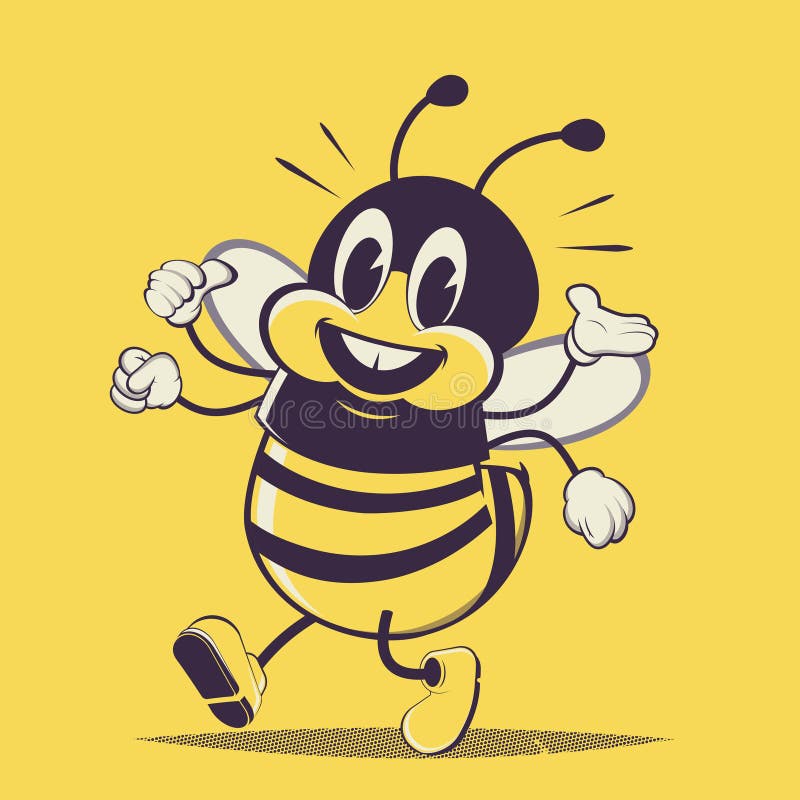 Retro Cartoon Illustration of a Walking Bee Stock Illustration ...