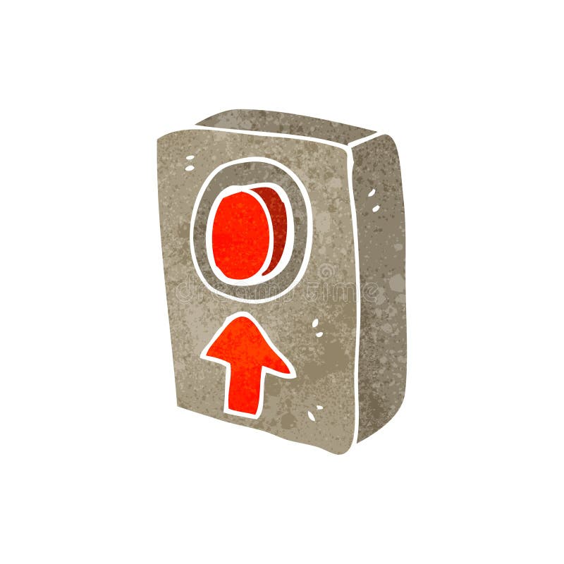 Retro Cartoon Big Red Push Button Stock Illustration - Illustration of ...