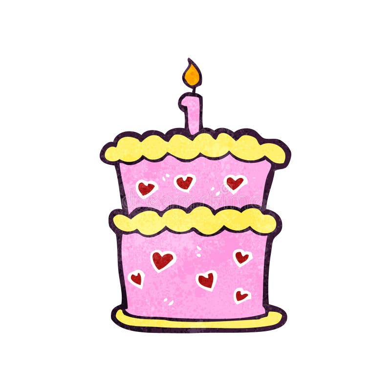 Retro Cartoon Birthday Cake Stock Illustration - Illustration of ...