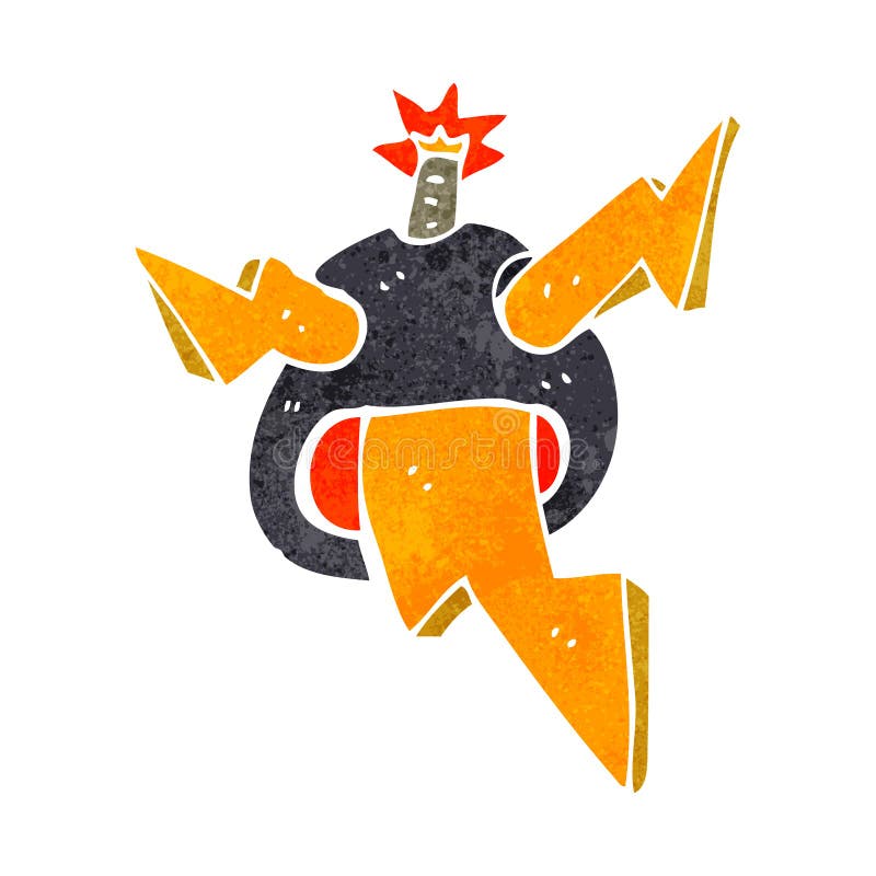 Retro cartoon bomb symbol stock vector. Illustration of cute - 37585486