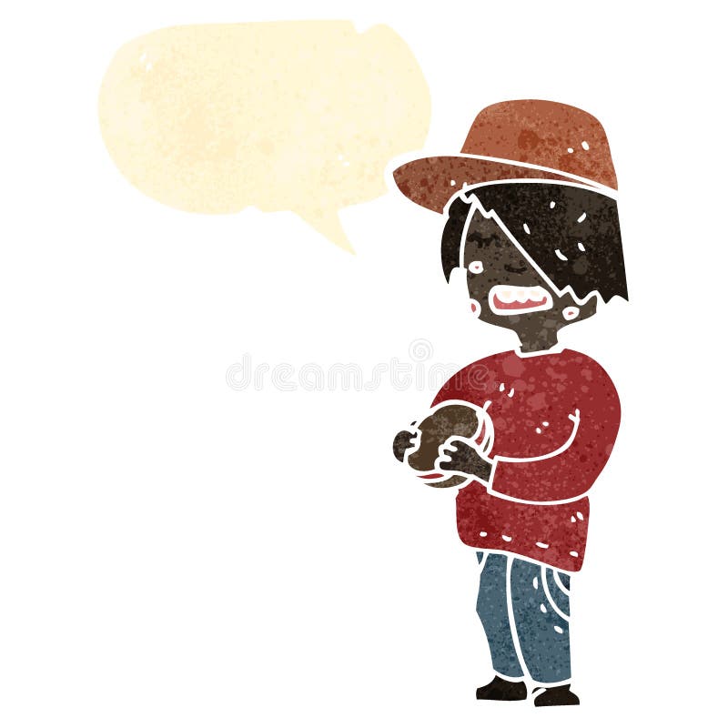 Retro Cartoon Boy Eating Burger Stock Vector - Illustration of ...