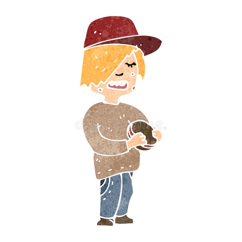 Retro Cartoon Boy Eating Junk Food Stock Illustration - Illustration of ...