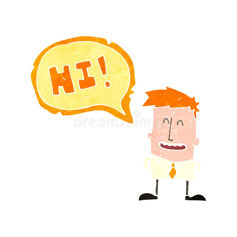 Retro Cartoon Boy Saying Hi Stock Illustration - Illustration of ...
