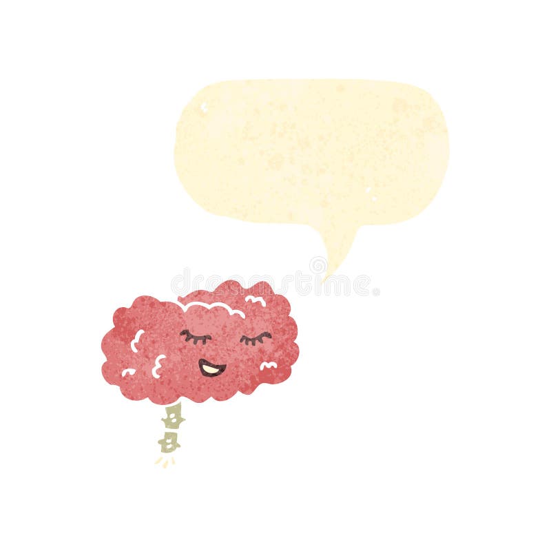 Retro Cartoon Brain with Speech Bubble Stock Vector - Illustration of ...