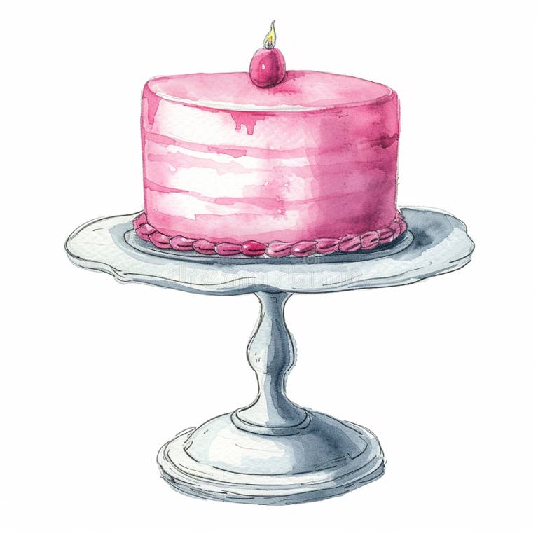 Retro Cartoon Cake on Stand. Stock Illustration - Illustration of food ...