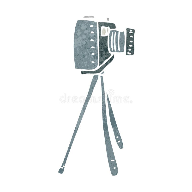 Retro Cartoon Camera on Tripod Stock Vector - Illustration of tripod ...