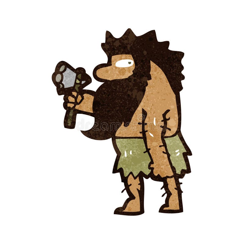 Retro cartoon cave man stock vector. Illustration of drawing - 37596260