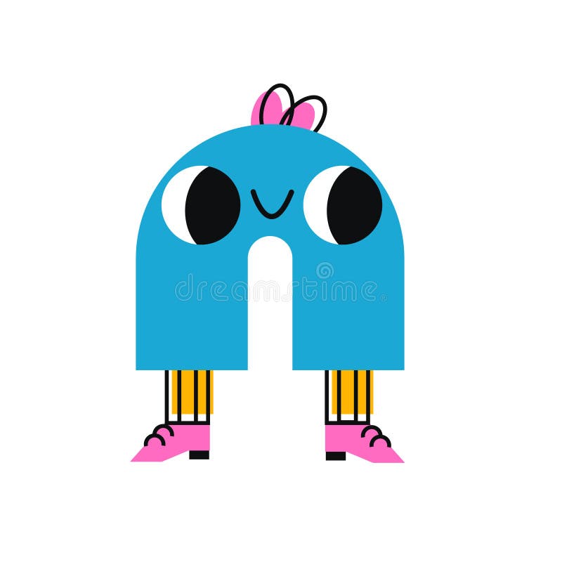Retro Cartoon Character with Funny Face. Cute Comic Creature Clip Art ...