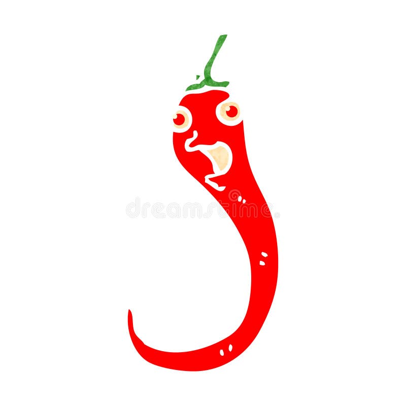 Retro Cartoon Chilli Pepper Stock Vector - Illustration of hand, grunge ...