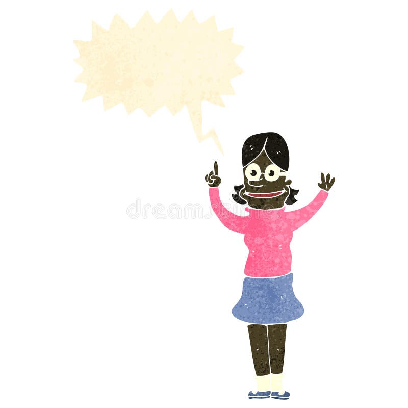 Retro Cartoon Clever Girl with Idea Stock Vector - Illustration of ...