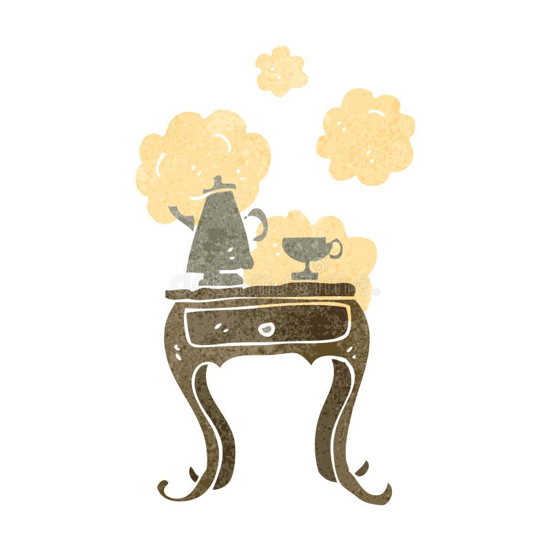 Retro Cartoon Coffee Table, Stock Vector - Illustration of texture ...