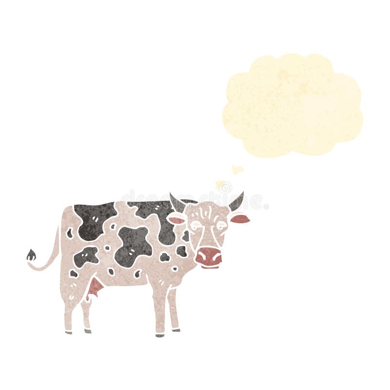 Retro cartoon cow stock vector. Illustration of thinking - 37574275