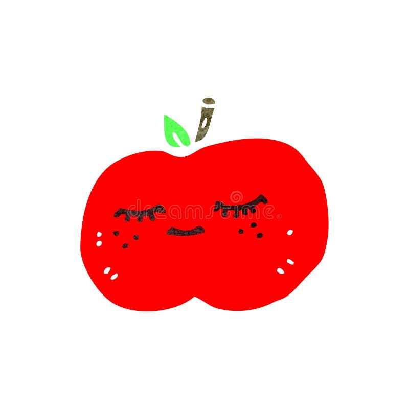 Retro cartoon cute apple stock illustration. Illustration of painted ...